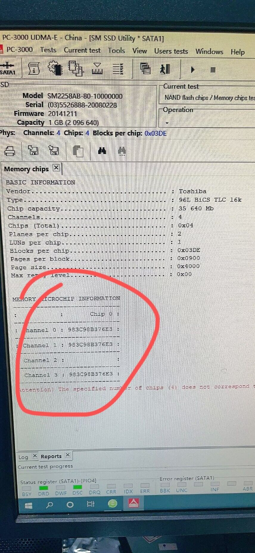亿储 J10-120GB 2258XT主控 东芝芯片ID：983C98B376E3数据恢复成功